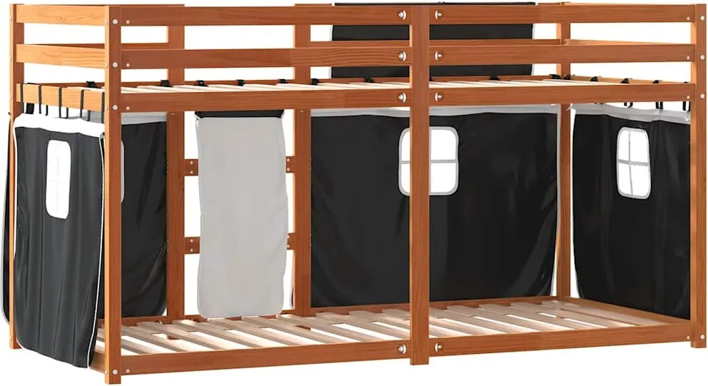Patrová postel bez matrace hnědo-černá 90x200 cm masivní borovice 3283946