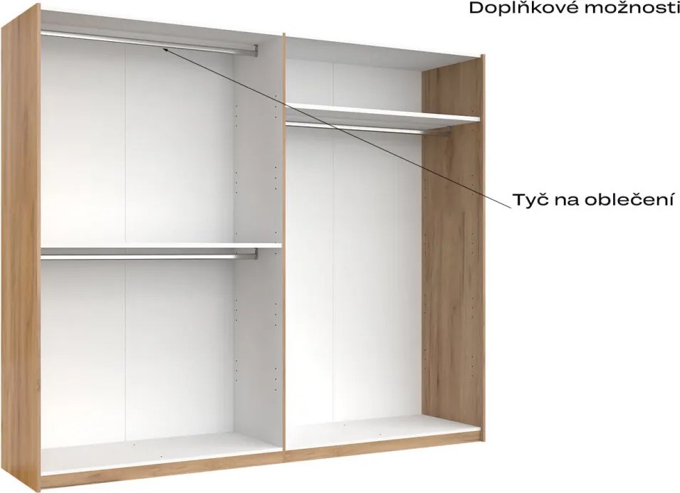 Skříň s posuvnými dveřmi 2,5x2,1m (Dveře Lesklé Bílé) série N Asti
