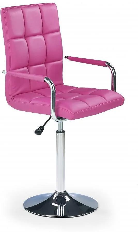 Dětská židle Auriel 2 - růžová, chromovaná ocel + ekokůže, růžová