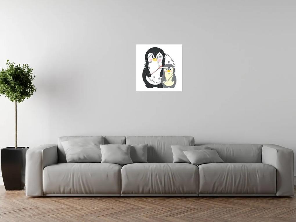 Gario Obraz s hodinami Tučňáci Rozměry: 40 x 40 cm