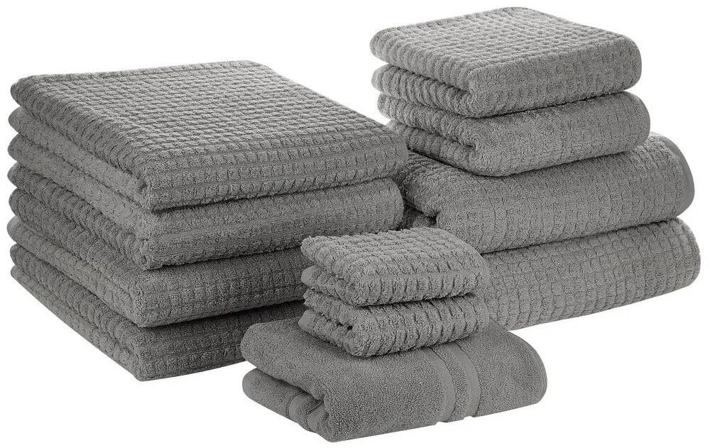 Sada 11 šedých bavlněných ručníků ATAI Beliani