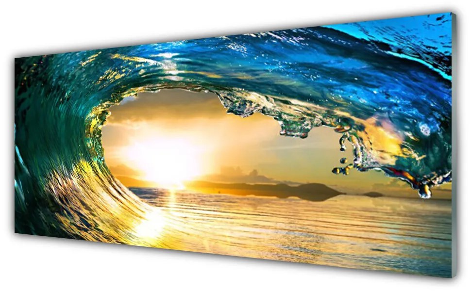 akrylový obraz Vlna Moře Západ Příroda 125x50 cm