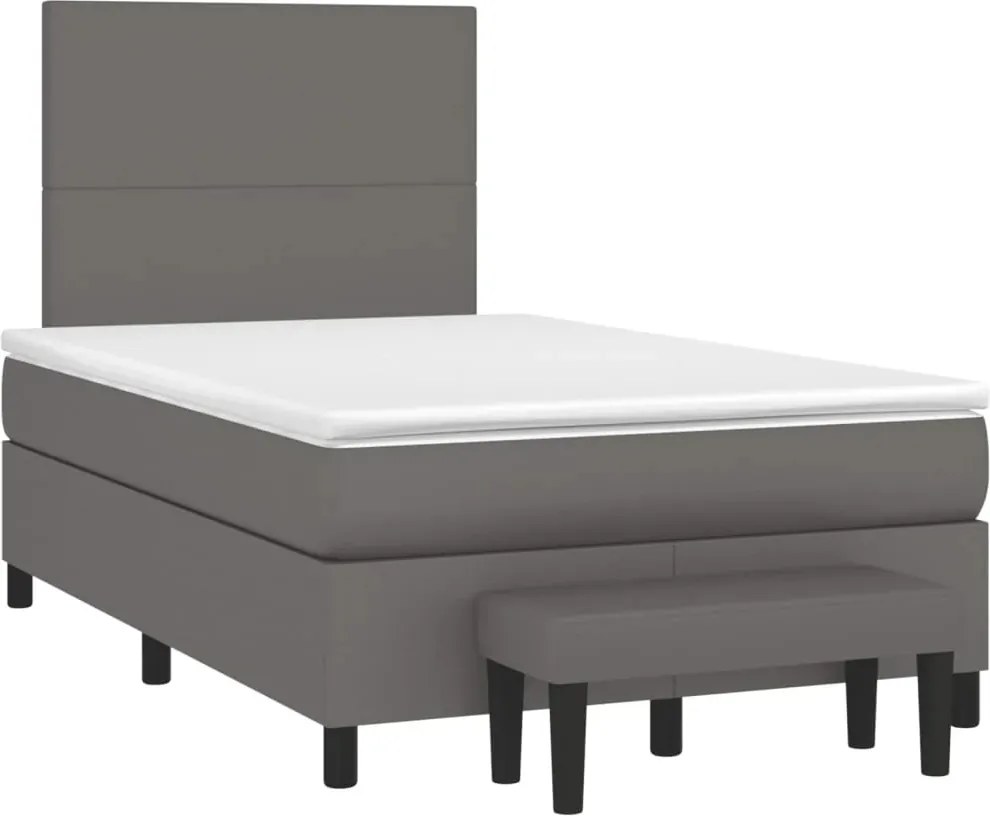 Box Spring Postel S Matrací Šedá Umělá Kůže Šedá Hladký design 120 x 190