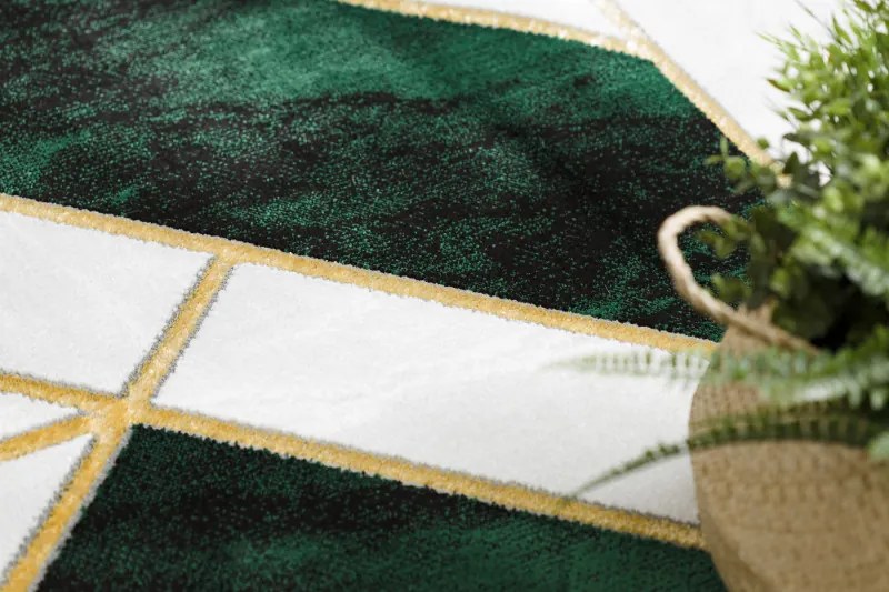 Dywany Łuszczów, Kusový koberec Emerald 1015 green and gold kruh, 120x120 (průměr) kruh, zelená, ložnice