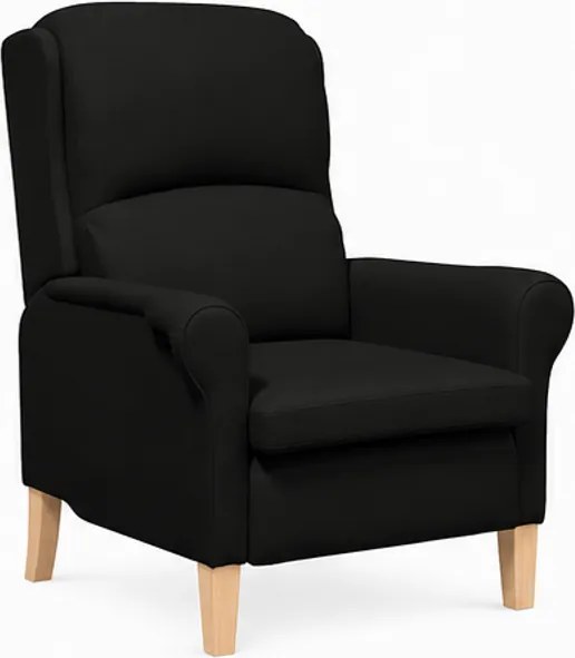 křeslo relaxační, odpočinkové, ušák, dřevo/textil, 101x95x75 cm, přírodní/černá, Dekorino KR20260036