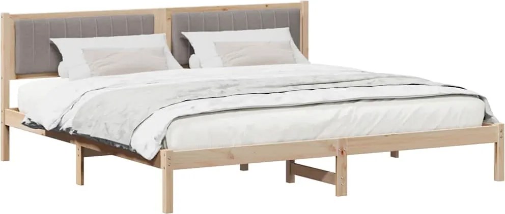 Rám postele s čelo Taupe 200 x 200 cm Masivní borové dřevo 3394241