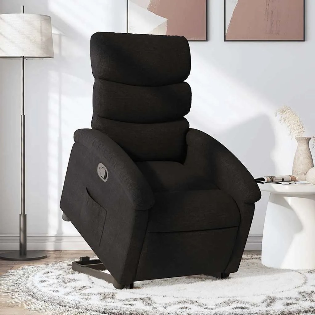 Zvedací polohovací křeslo černé textil 3203980
