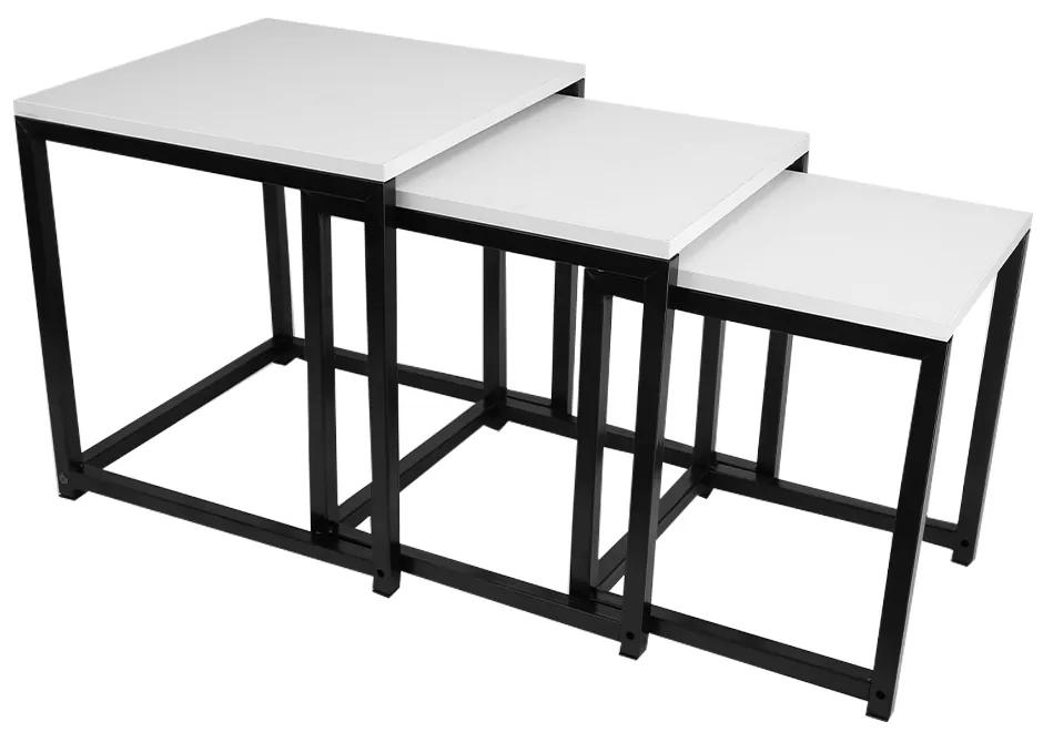 TEMPO Set 3 konferenčních stolků, bílá matná/černá, KASTLER NEW TYP 3