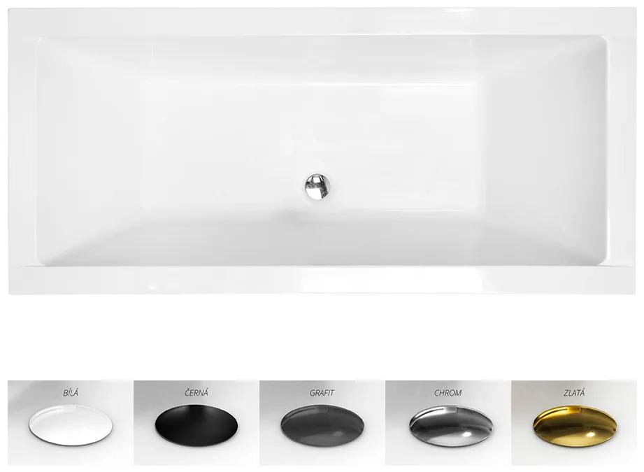 Besco Volně stojící vana ze sanitárního kompozitu Vera CC/BP 170x75, bez přepadu Rozměry (cm): 170x75, Typ a barva výpustě: Alcaplast Click-Clack s horním čištěním, chrom