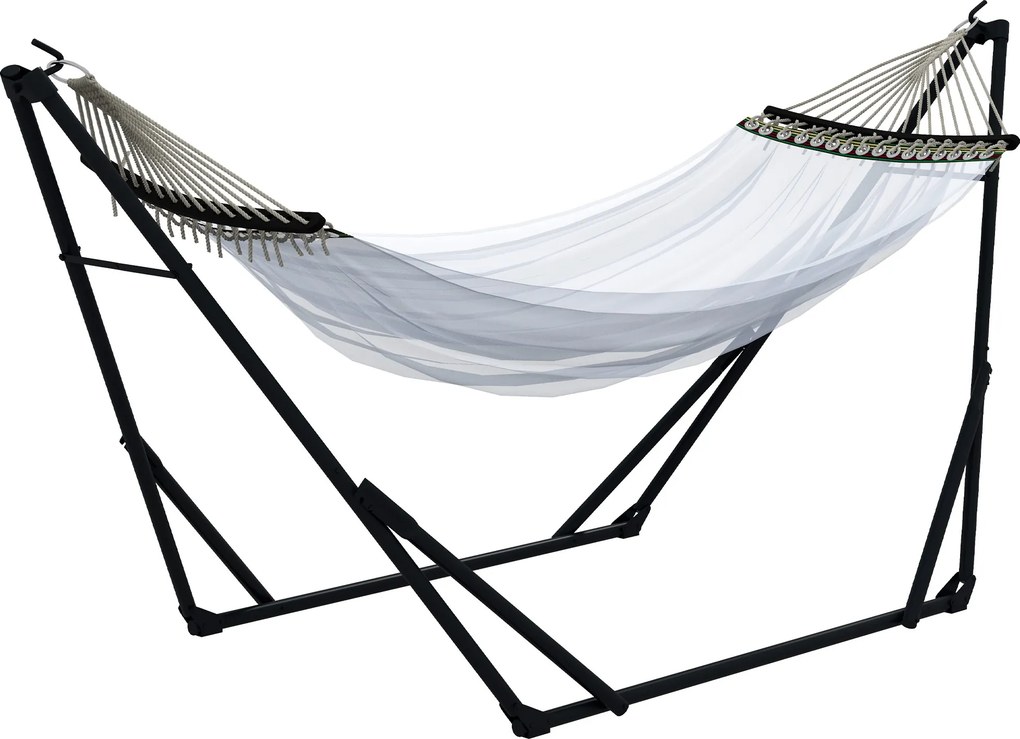 Houpací stojan Outsunny, stojan na závěsné křeslo, stojan s houpací sítí, s nosností do 120 kg, ocel, 263 x 89 x 100 cm, černý