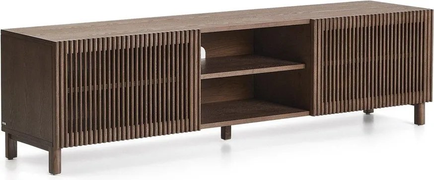 Tmavě hnědý TV stolek v dekoru ořechu 180x49,5x42,5 cm Beyla – Kave Home