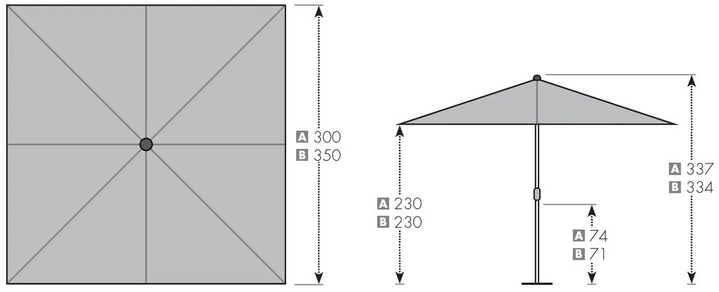 Slunečník DOPPLER Alu Expert 300 x 300 cm teleskopický červená