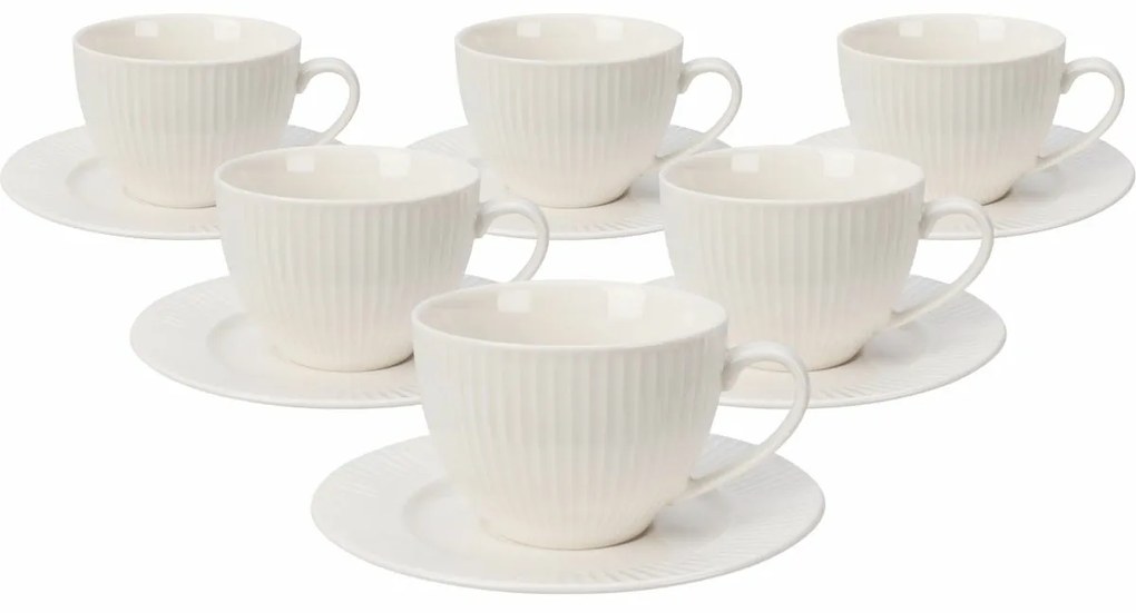 Sada 6 porcelánových šálků s podšálky Linie 240 ml