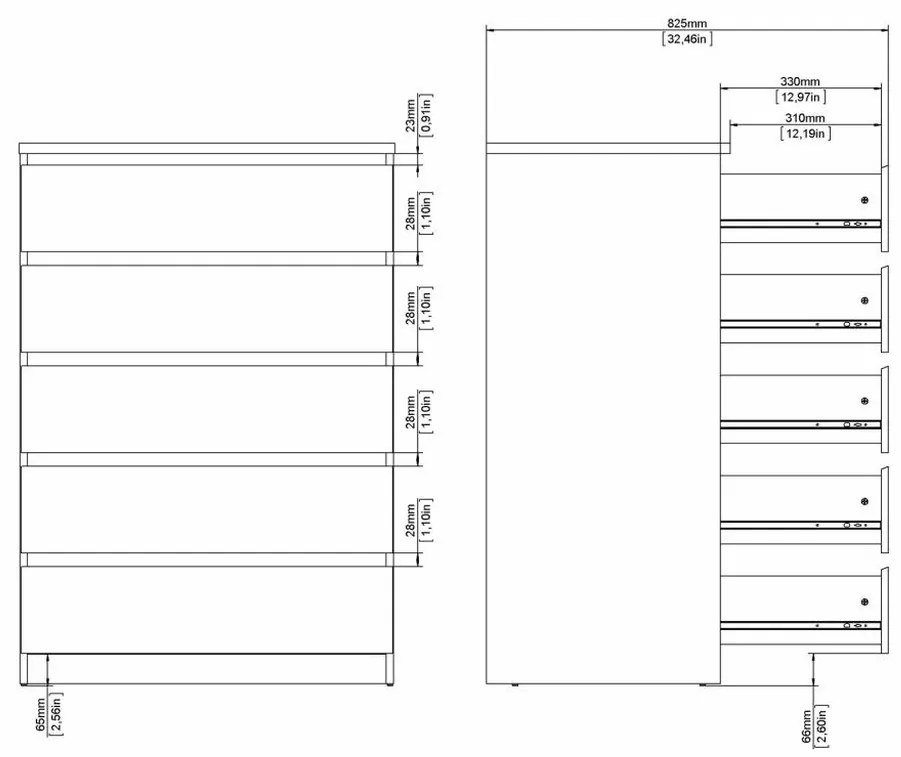Komoda Simplicity 77 x 50 x 111,5 cm, hikora jackson
