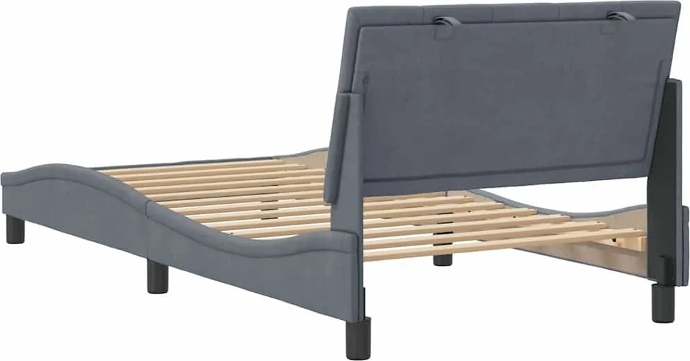 Rám postele bez matrace Hanko tmavě šedá 100 x 200 cm samet 3207832