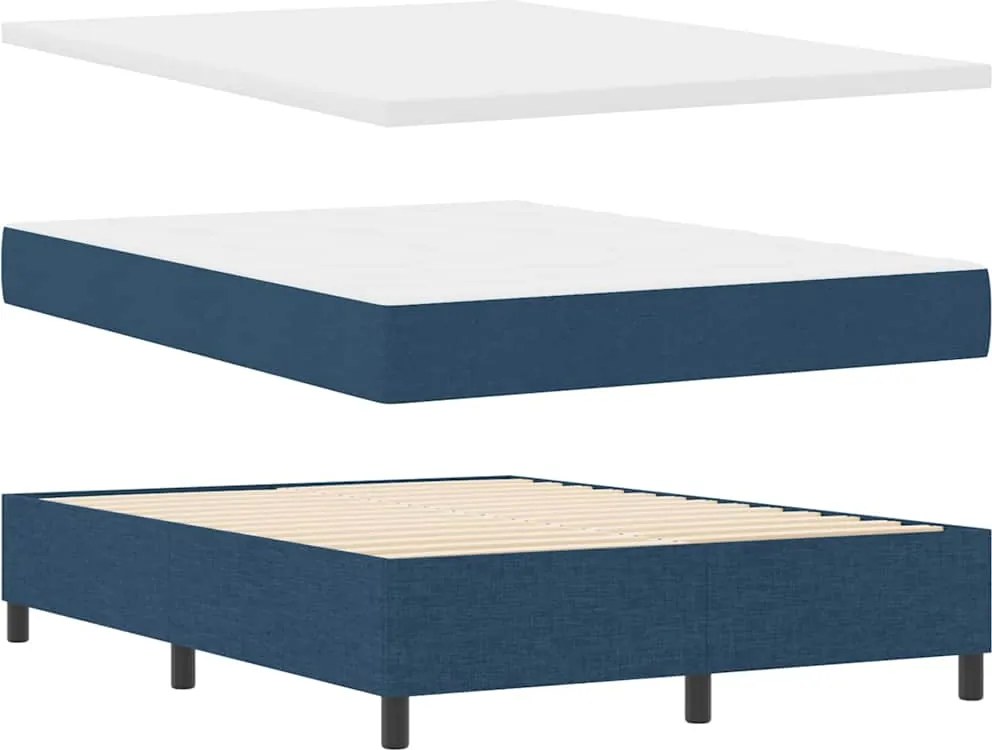 Postel s boxspringem s čelo Modrá 160 x 200 cm textil 3344162
