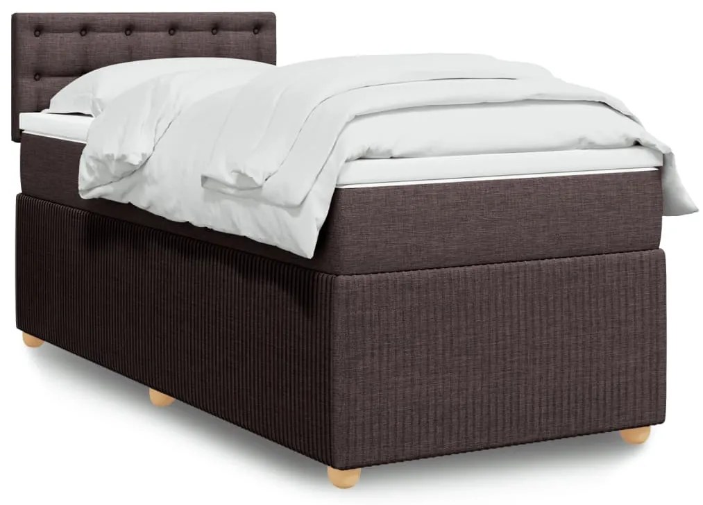 Box spring postel s matrací tmavě hnědá 90x200 cm textil