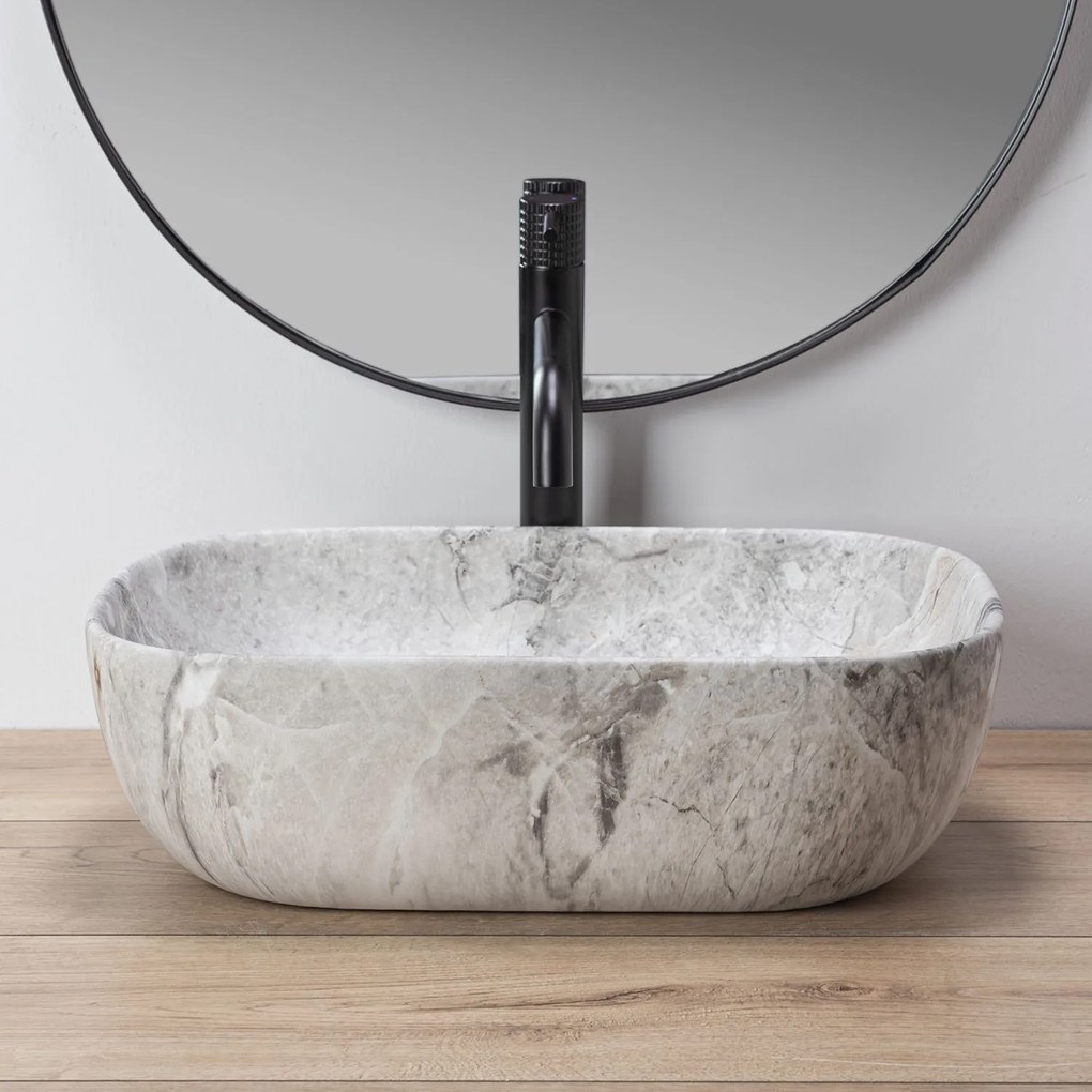 Rea Livia Stone umyvadlo, 47 x 34 cm, šedá, REA-U3800