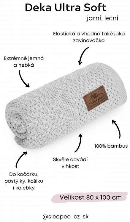 Sleepee Prémiová bambusová deka BAMBOO pro miminka Zvolte barvu: Růžová