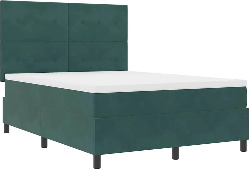Postel s boxspringem s čelo Tmavě zelená 140 x 200 cm samet 3339839