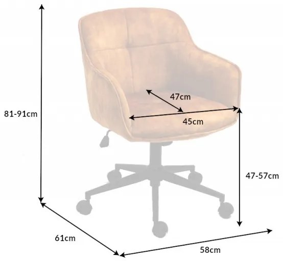 Kancelářská židle Euphoria hořčice žlutý samet / 40866