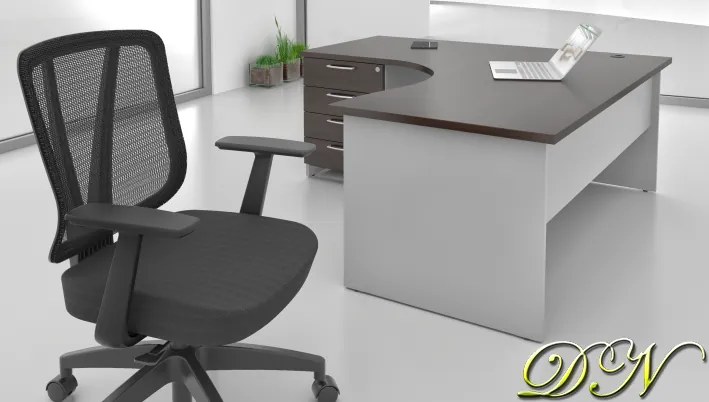 NABYTEK-DESIGNOVY.CZ - ZE 1.8 07 - Sestava kancelářského nábytku Komfort 1.8, kaštan/šedá