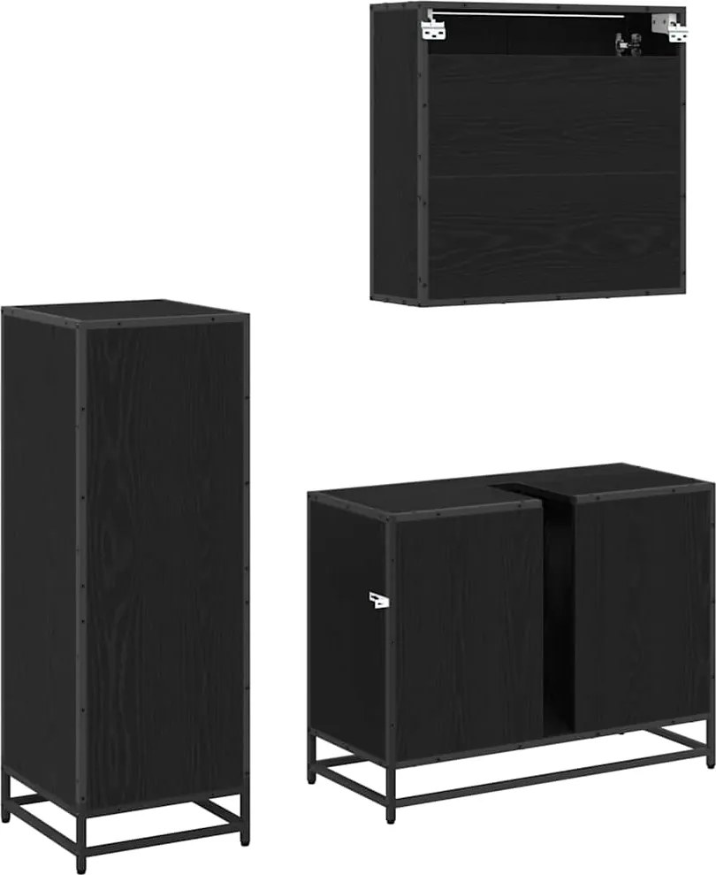 Sada koupelnového nábytku 3 ks Černý dub 80 x 33 x 60 cm 3402496