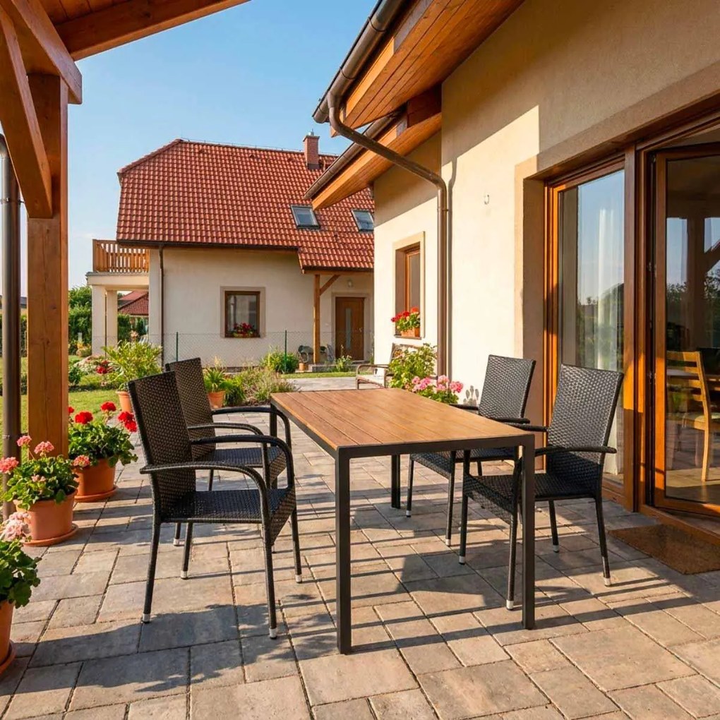 Vikio Zahradní ratanový set 140x80 pro 4 osoby DT255-P2 přirodní