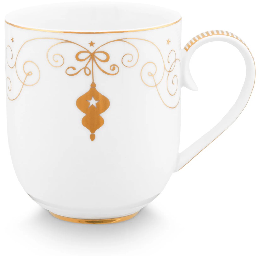 Pip Studio Royal Winter hrnek 300ml, bílý (Porcelánový hrnek 300ml)