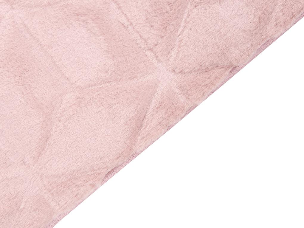Koberec z umělé zaječí kožešiny 160 x 230 cm růžový THATTA Beliani