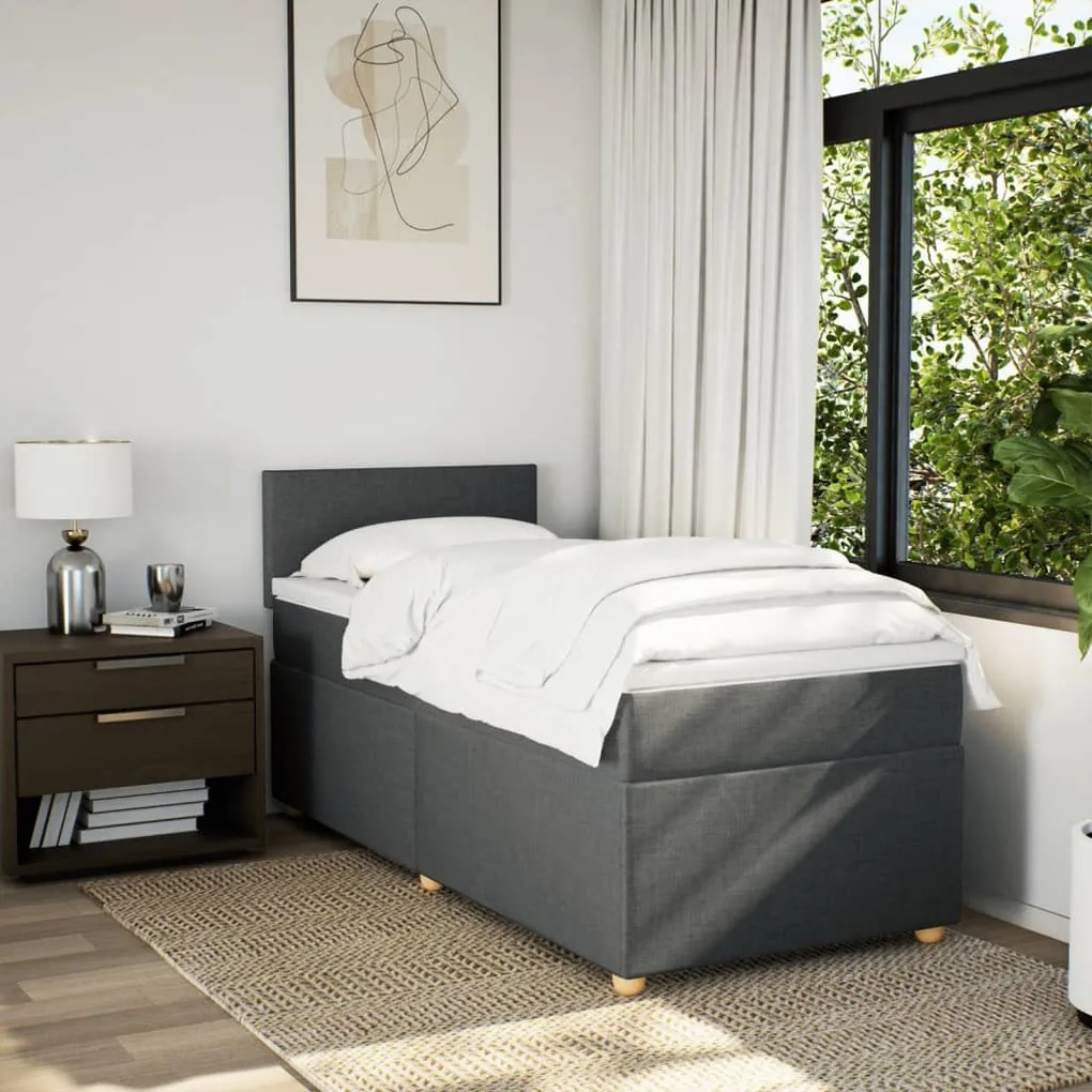 Box spring postel s matrací tmavě šedá 80 x 200 cm textil 3288801
