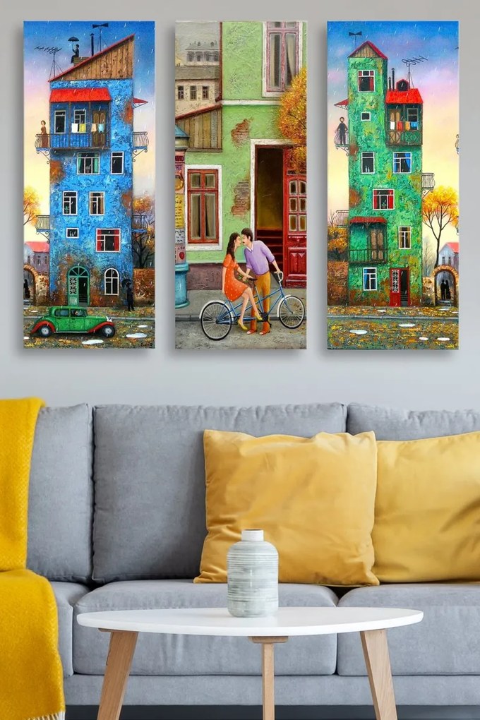 Sada obrazů COLORFUL CITY 70 x 50 cm 3 kusy