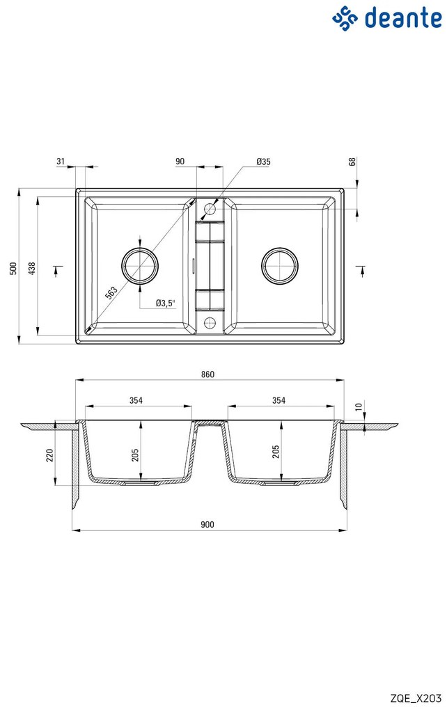 Deante Eridan 2 granitový dřez, šedá metalic