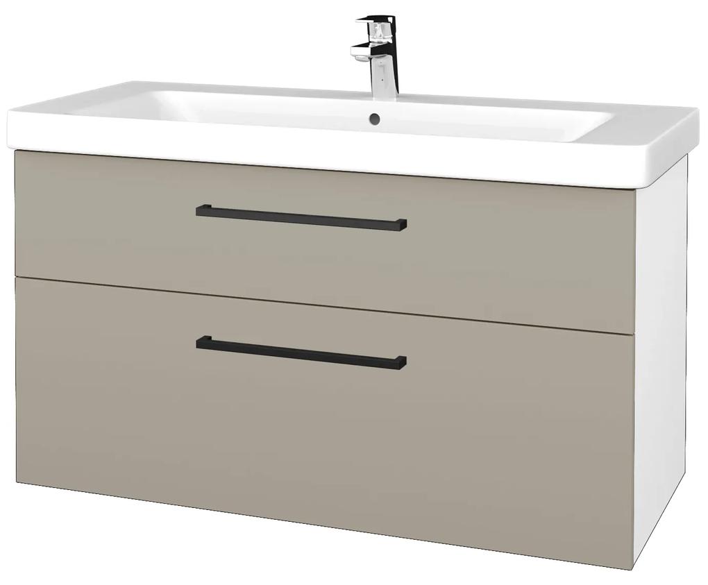 Dřevojas Koupelnová skříň Q MAX SZZ2 105 Varianta: N01 Bílá lesk / Úchytka T02 / D01 Beton
