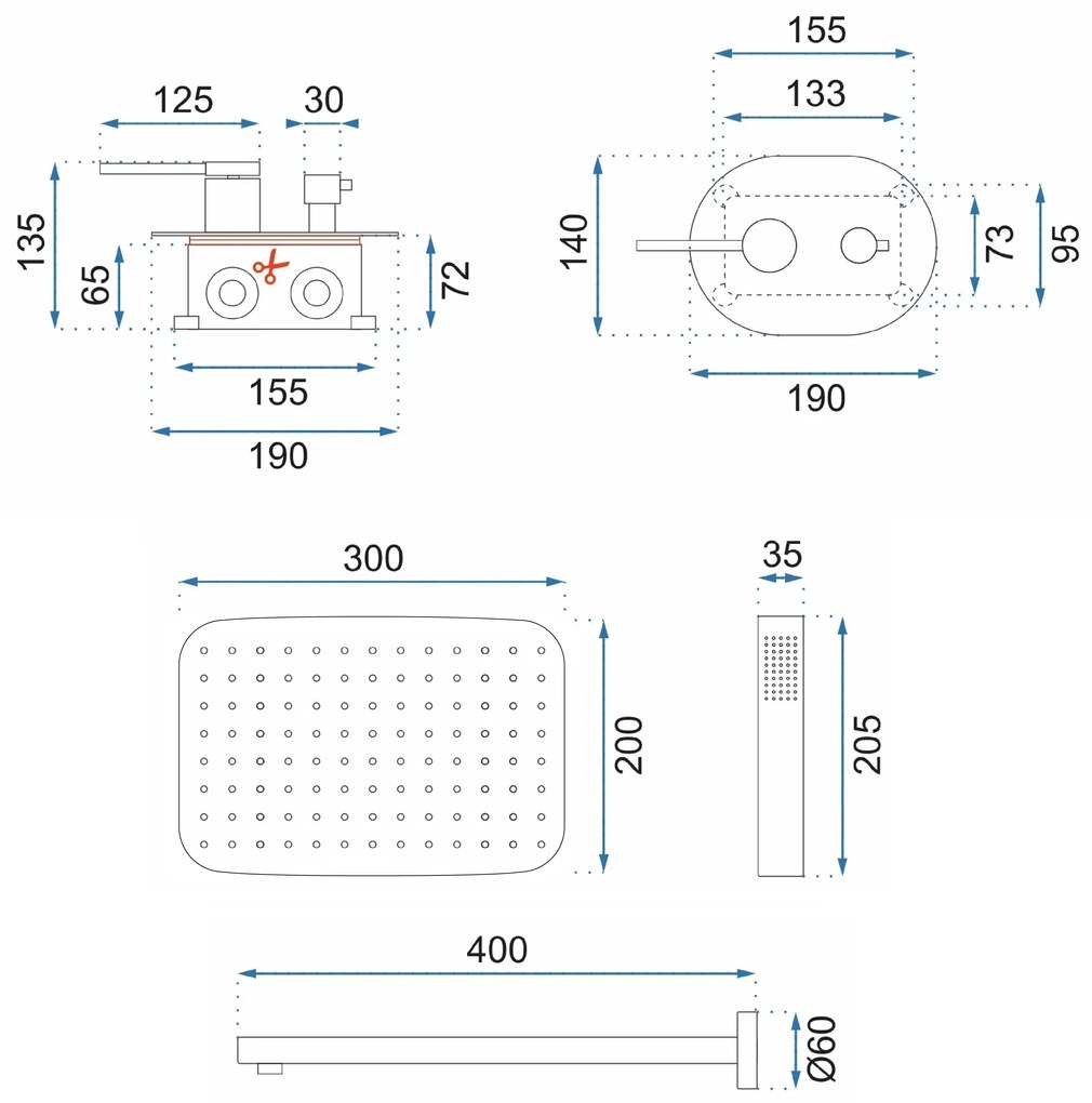 Rea Oval, podomítková sprchová sada + BOX, chromová, REA-P8415