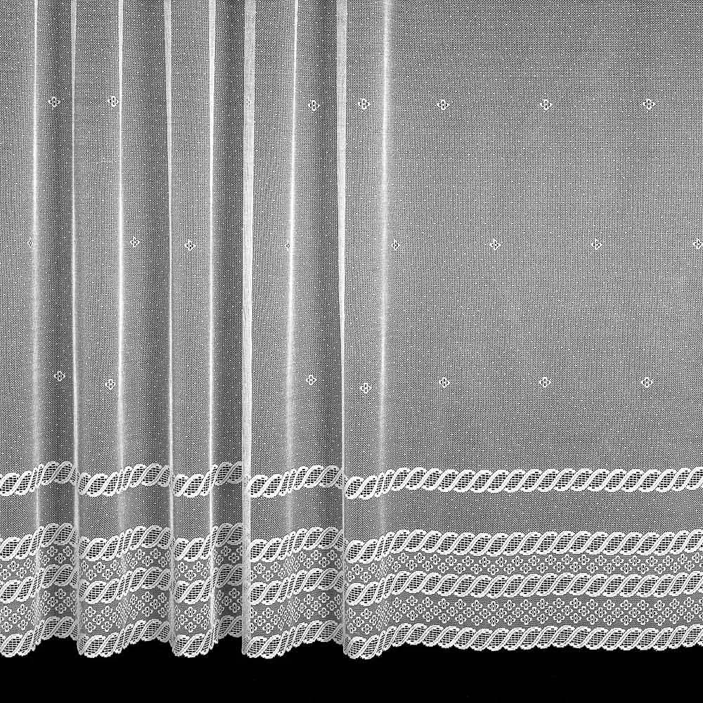 Brilltex žakárová záclona 954 vzorované pruhy a květinky, s bordurou, bílá, výška 200cm (v metráži)
