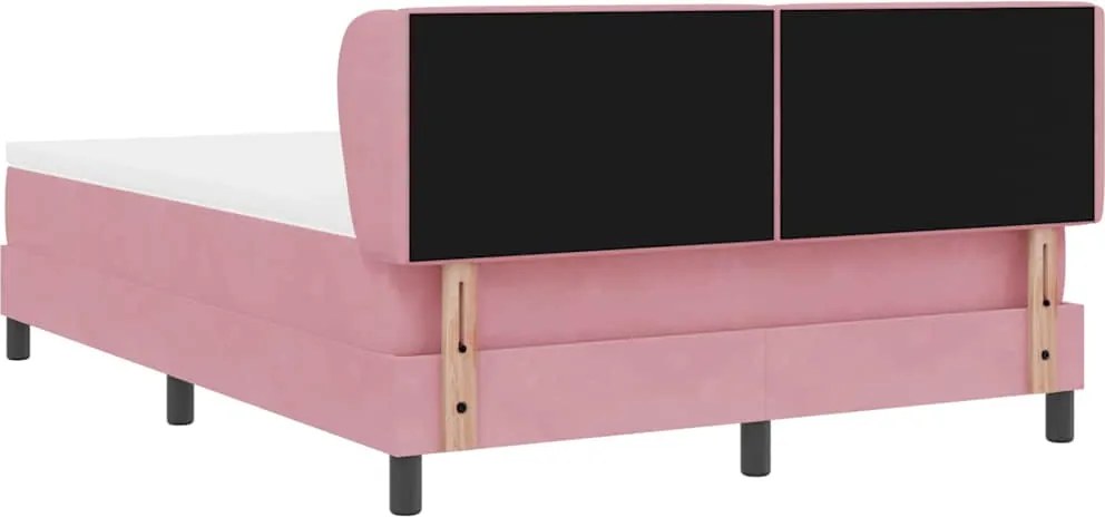 Postel s boxspringem s čelo Růžová 140 x 200 cm samet 3340339