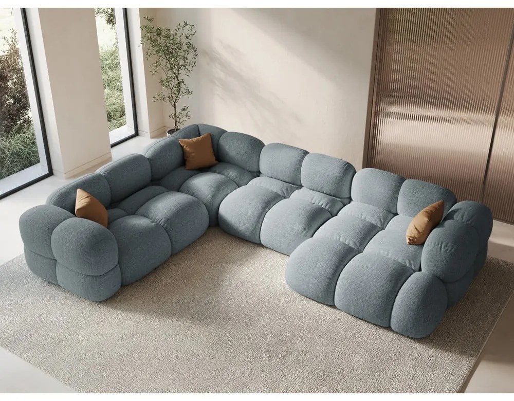 Světle modrá rohová pohovka (levý roh/do "U") Loretto – Cosmopolitan Design