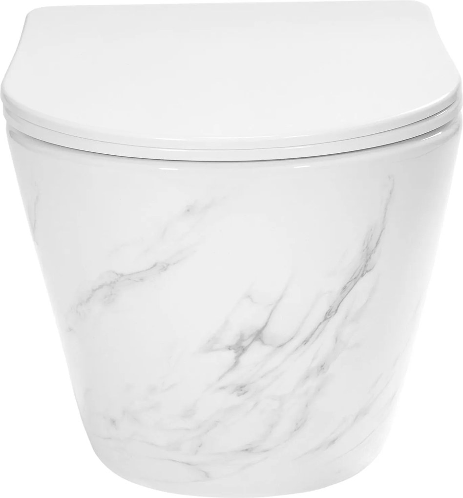 Rea Carlos Nature Marble, závěsná WC mísa Rimless 495x370x355 mm, imitace kamene, REA-C6606