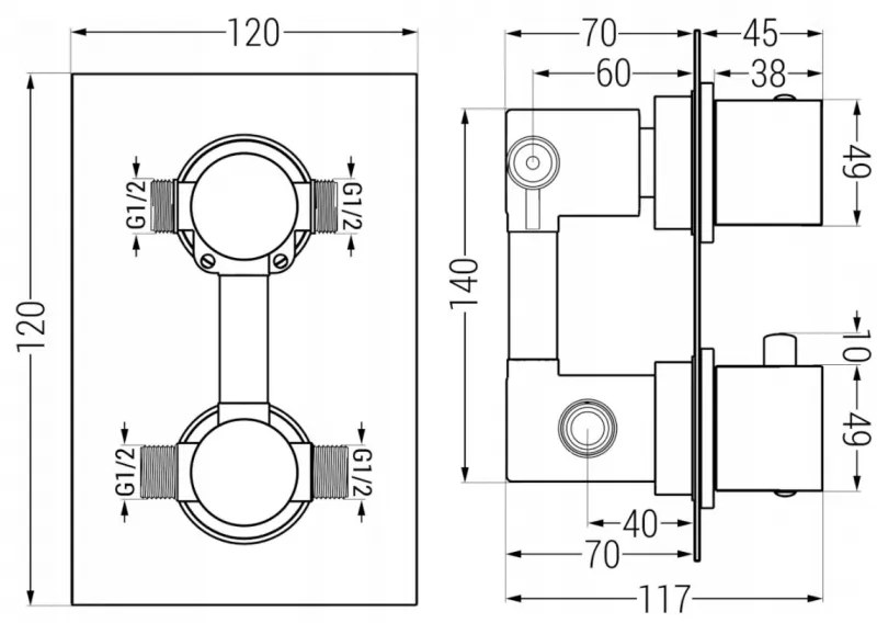 Mexen Cube DR02 podomítkový sprchový set s dešťovou sprchou 25x25 cm (6v1), černá, 77502DR0225-70