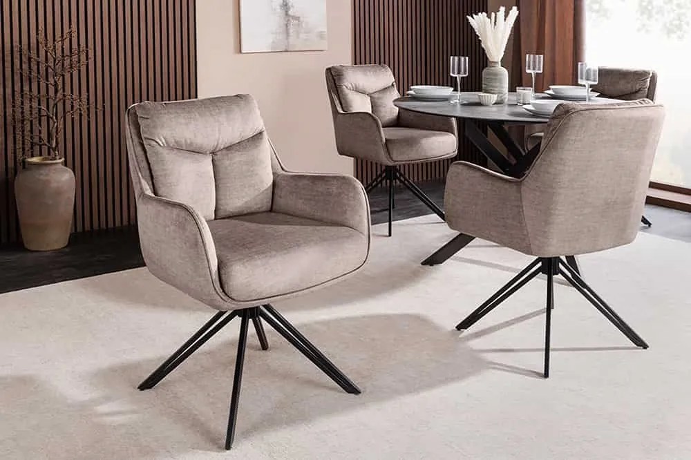 Designová otočná židle Brock taupe samet