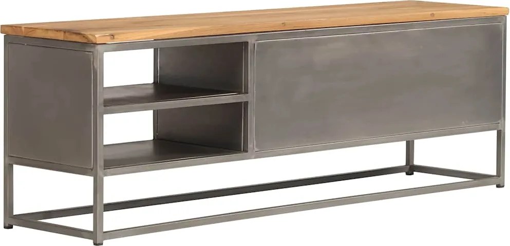 TV stolek z recyklovaného teaku a oceli 120 x 30 x 40 cm 246281