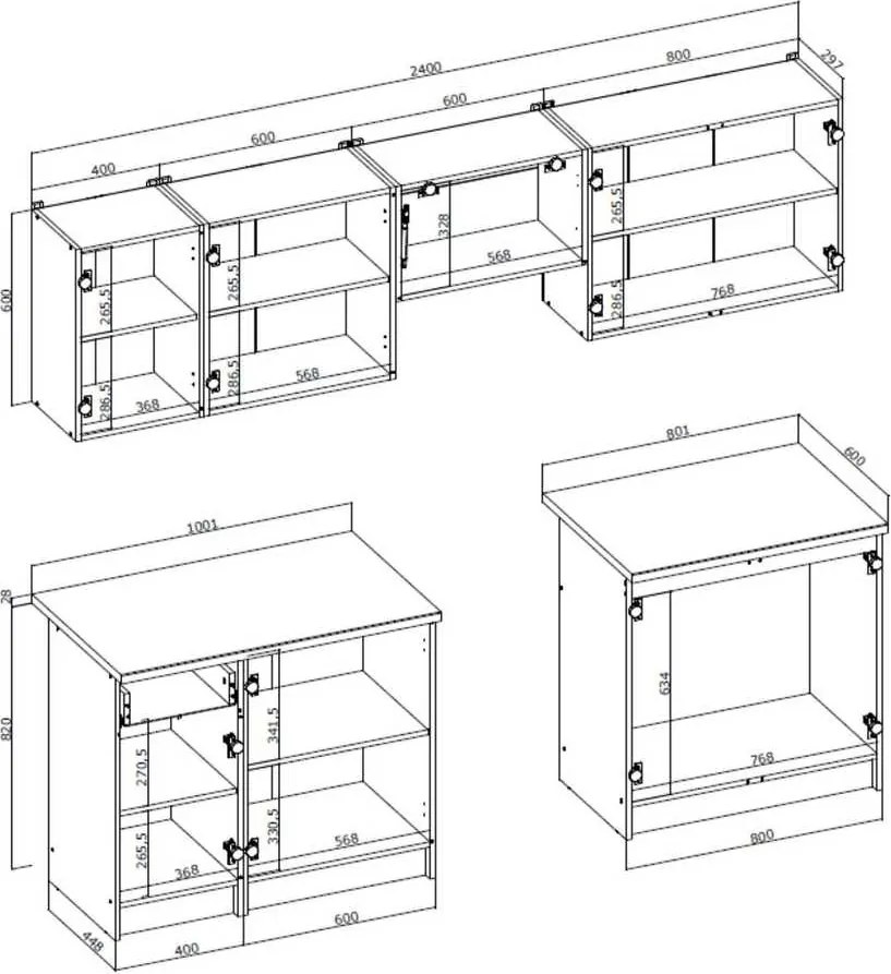 Kuchyňská linka Emma 240, černá / dub artisan