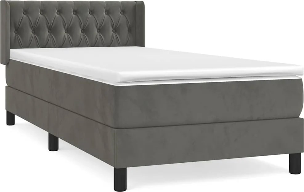 Box spring postel s matrací tmavě šedá 90x190 cm samet 3131112