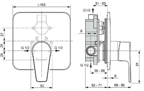 Ideal Standard Cerafine D Podomítková sprchová baterie, chrom A7190AA