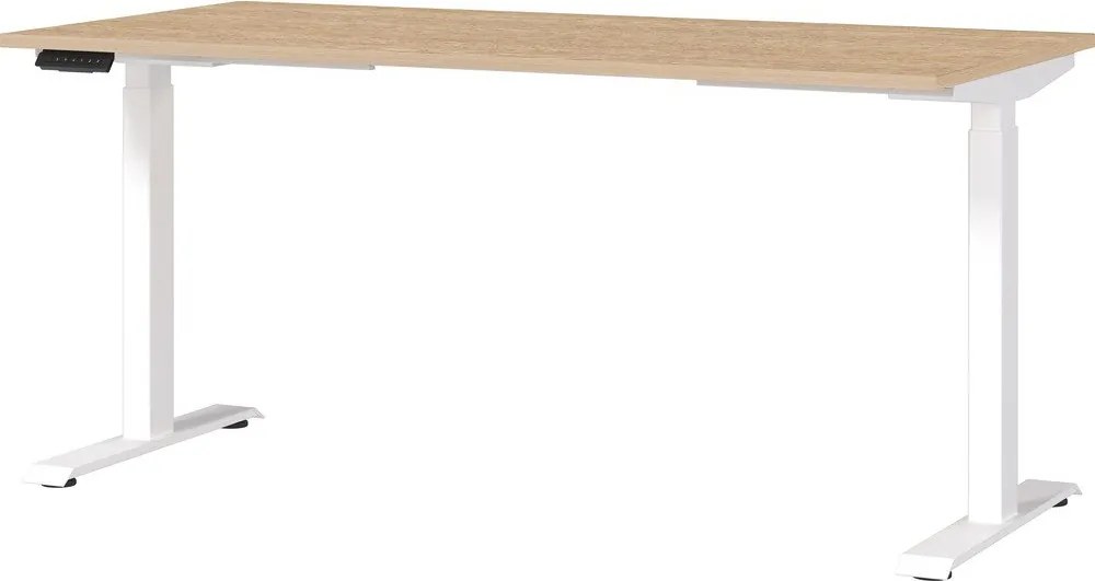 Polohovací pracovní stůl s elektricky nastavitelnou výškou s deskou v dubovém dekoru 80x160 cm Jet – Germania