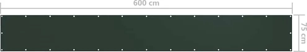 vidaXl Balkónová zástěna tmavě zelená 75 x 600 cm oxfordská látka 134999