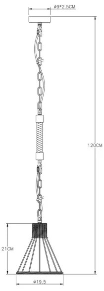 Globo 15676H - Lustr na řetězu HALIA 1xE27/60W/230V
