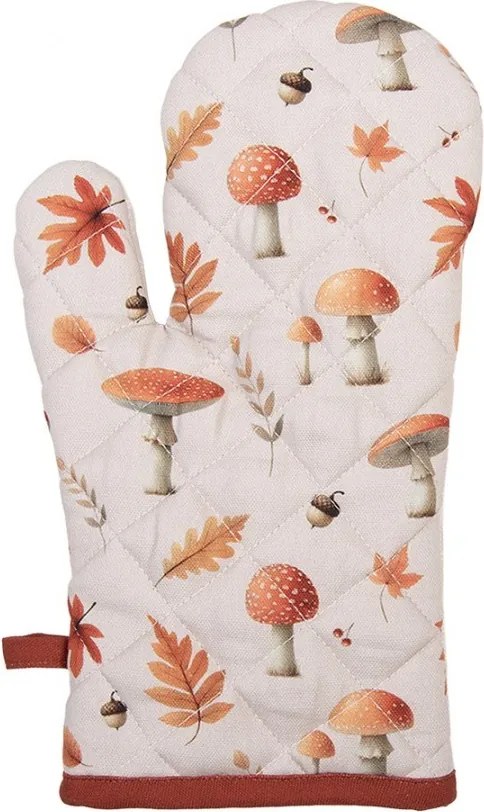 Béžová chňapka rukavice s listy a muchomůrkami Autumn Leaves - 18*30 cm