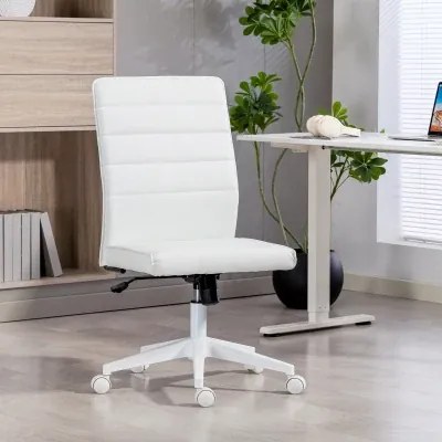 HOMCOM ergonomická, nastavitelná kancelářská židle s prohnutým opěradlem, z PU kůže a oceli, 58x53x97-107 cm, bílá